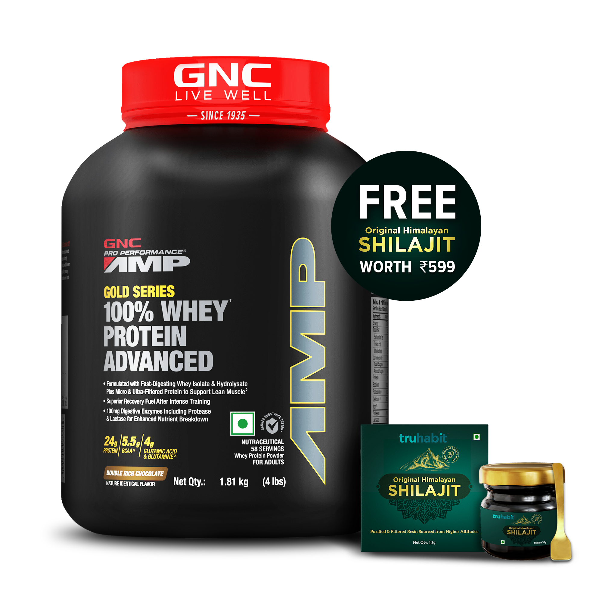 Buy GNC AMP Gold Series 100% Whey Protein Advanced - 24g Protein | GNC ...