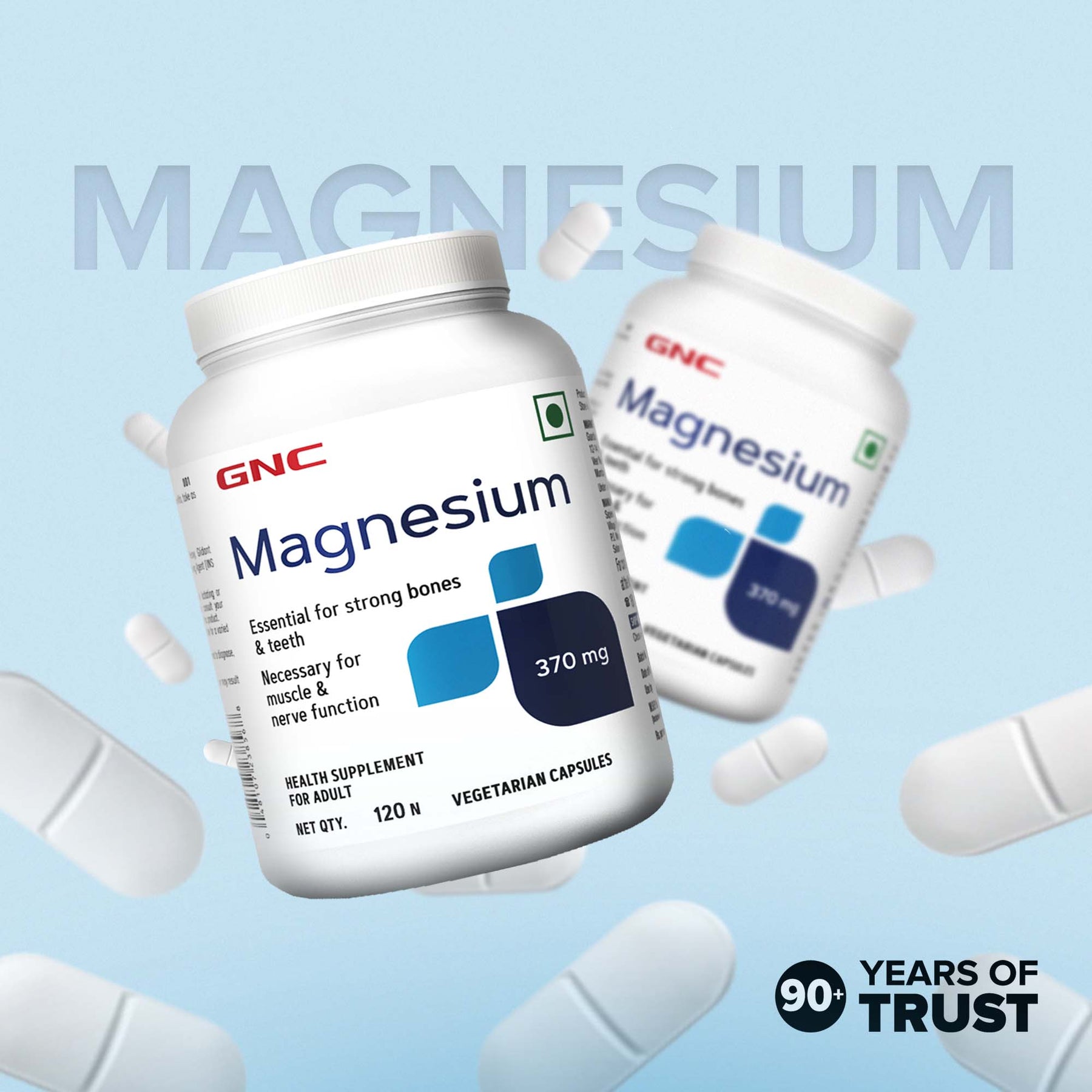 Buy GNC Magnesium - 370mg - 120 Vegetarian Capsules - Essential For Calcium Absorption and ...