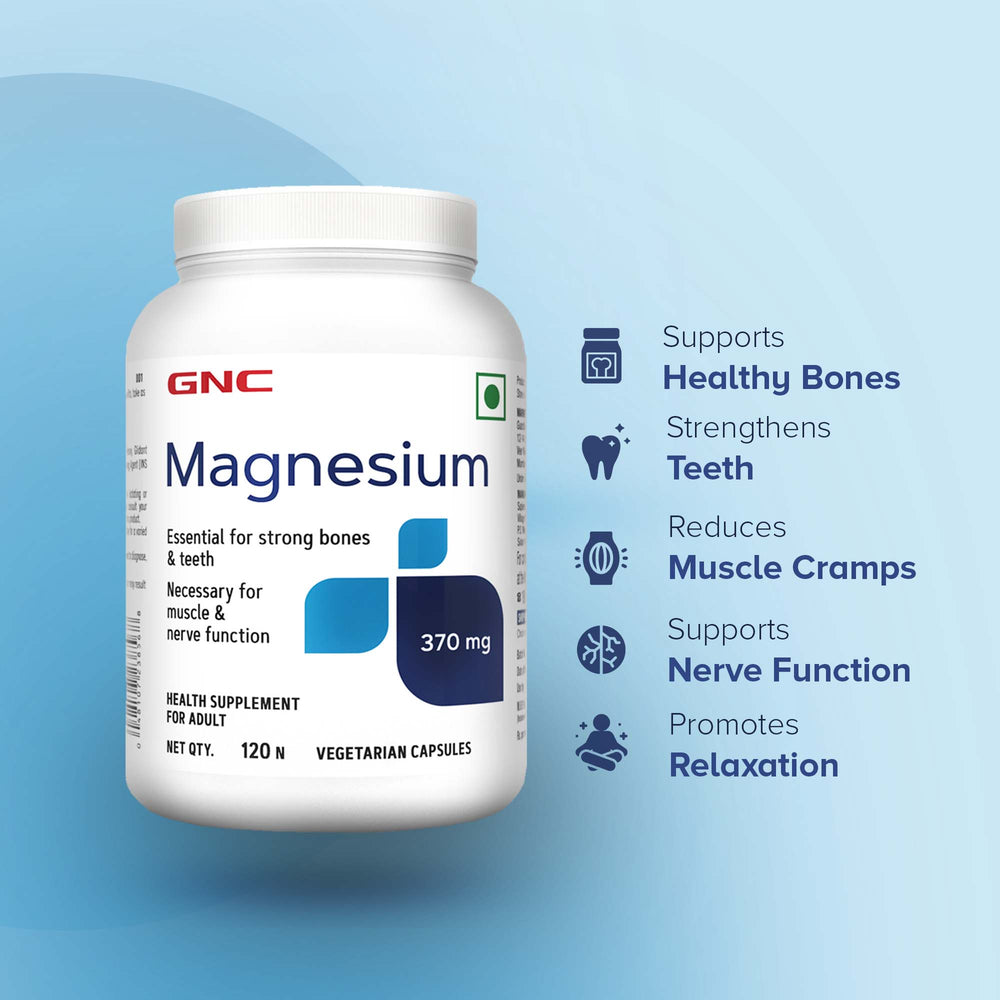 Buy GNC Magnesium - 370mg - 120 Vegetarian Capsules - Essential For Calcium Absorption and ...