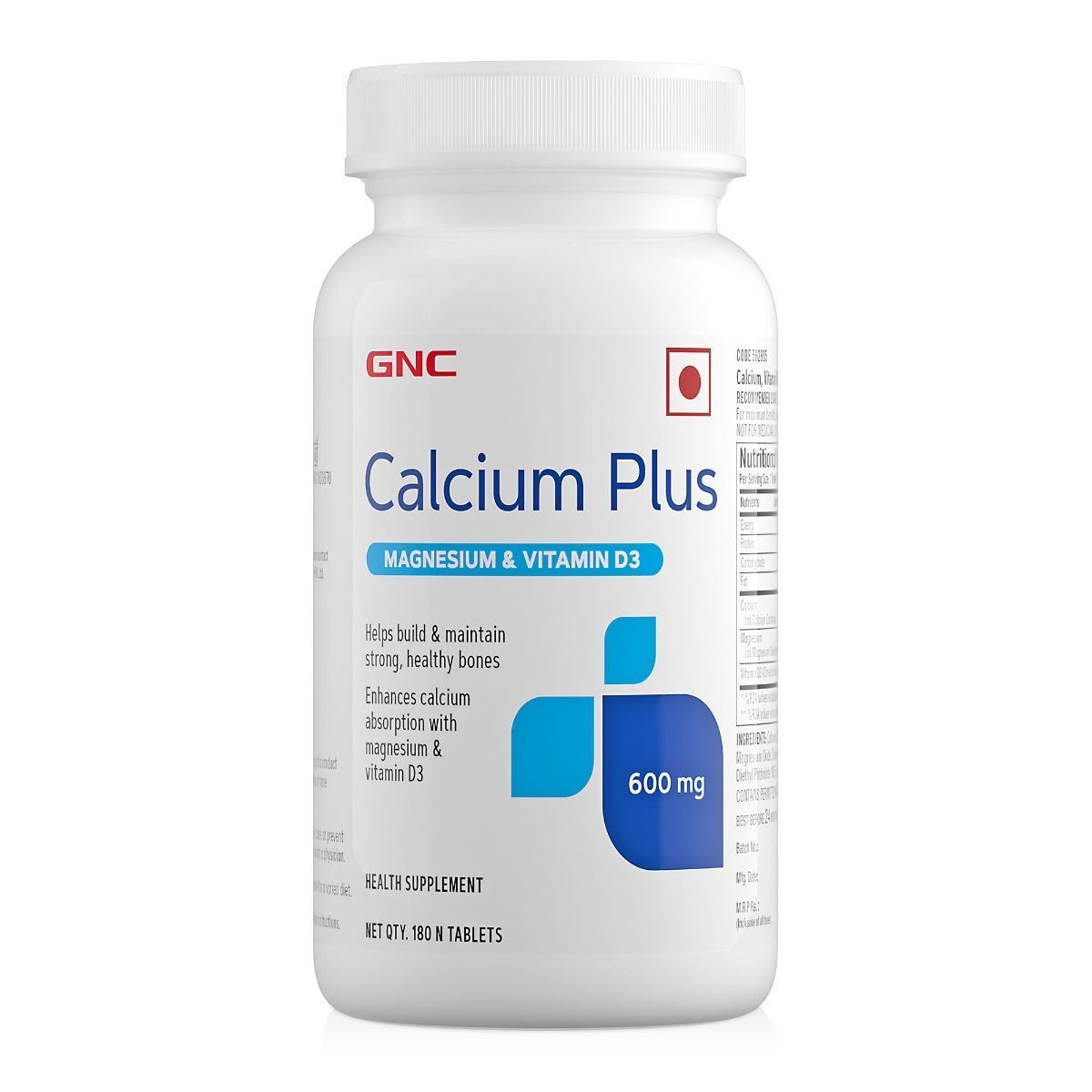 GNC Calcium Plus 600 mg with Magnesium and Vitamin D3 - 180 Tablets