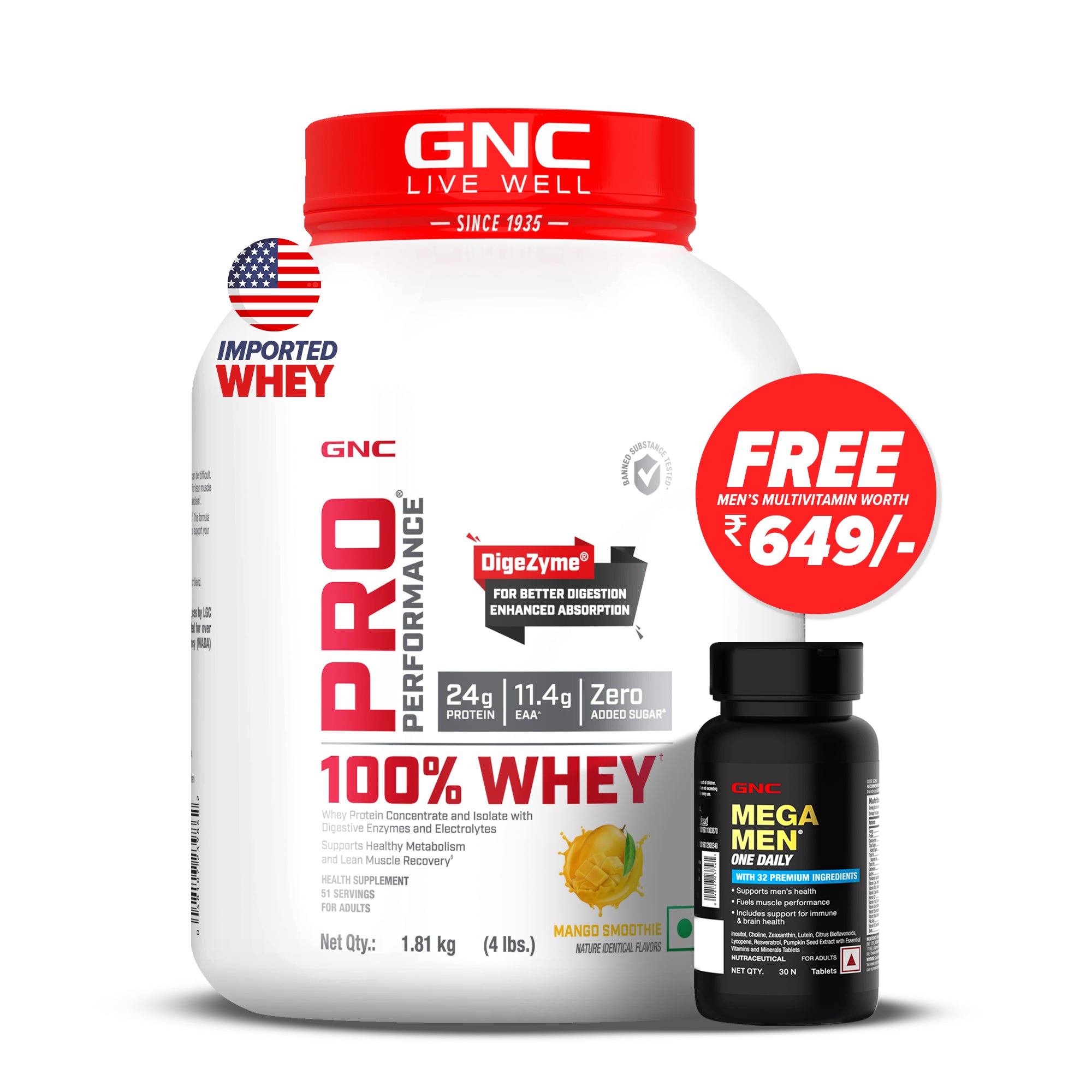 GNC Pro Performance 100% Whey Protein - 2 lbs - Cafe Mocha - GNC India