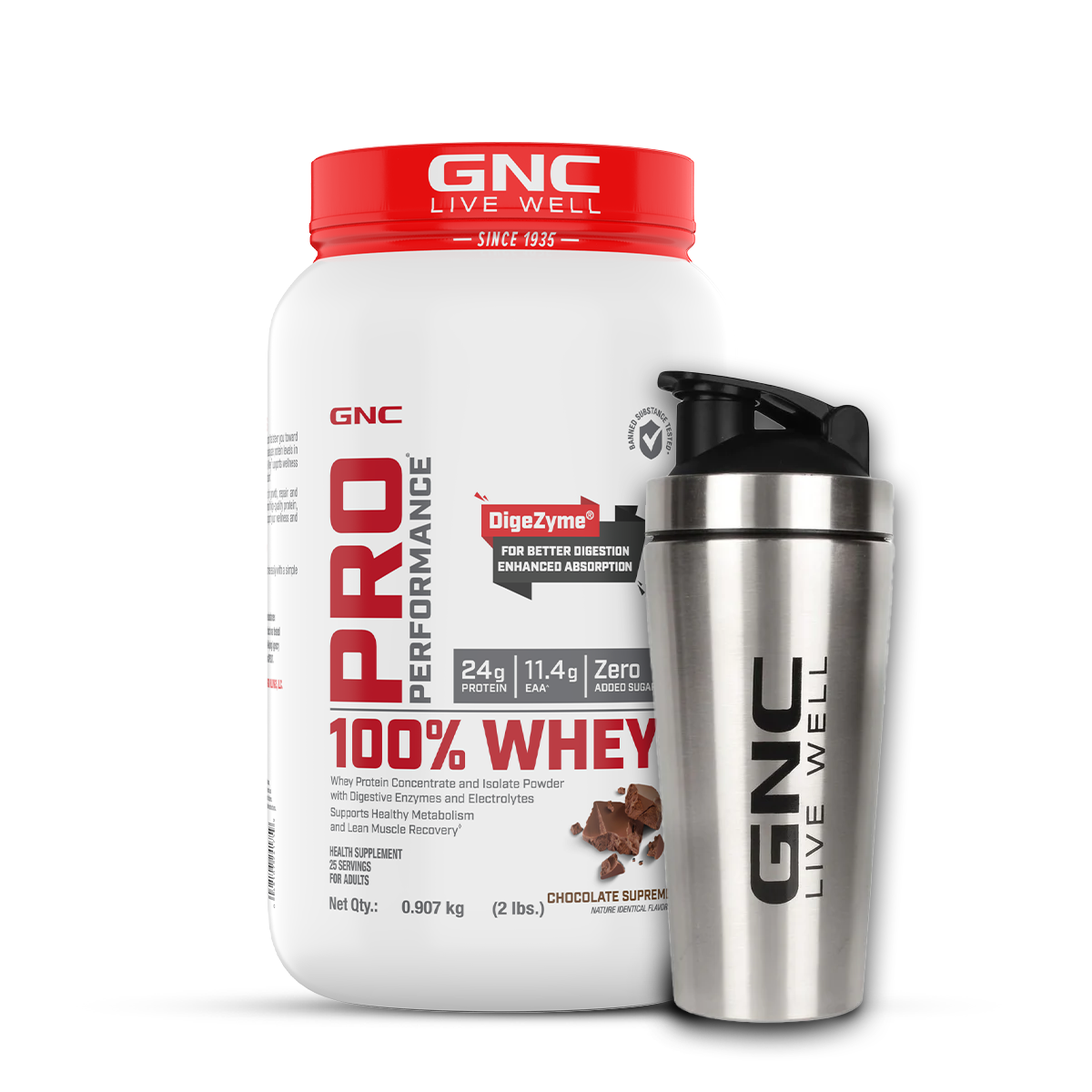 GNC Pro Performance 100% Whey Protein -2 lbs with Shaker - Mango ...