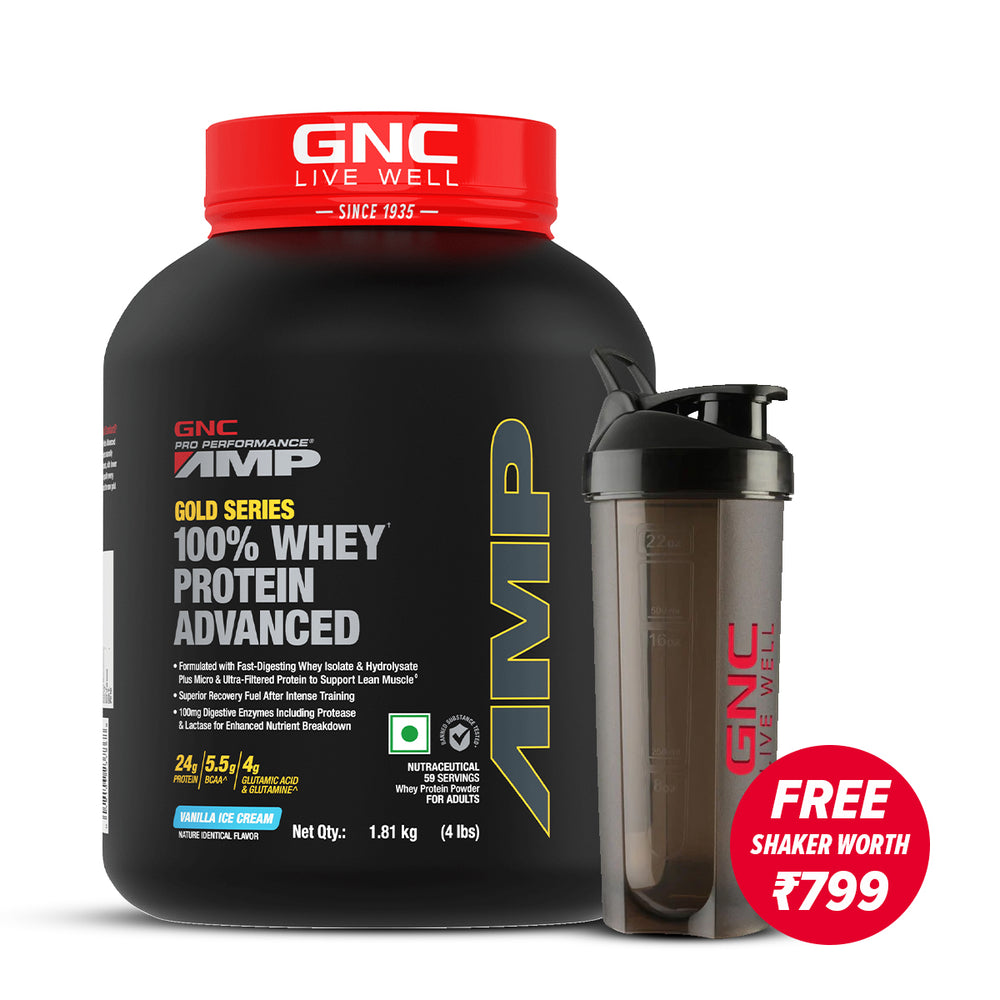 GNC AMP Gold Series 100% Whey Protein Advanced - Boosts Muscle Gains ...