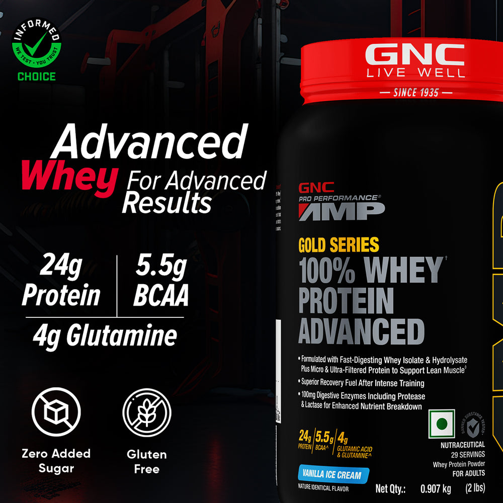 Buy GNC AMP Gold Series 100% Whey Protein Advanced - 24g Protein | GNC ...