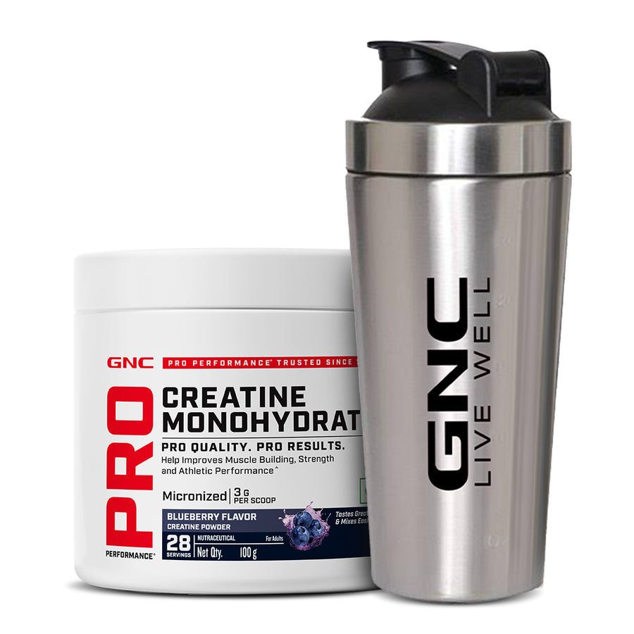 Buy Creatine Monohydrate 250g With Steel Shaker | GNC India