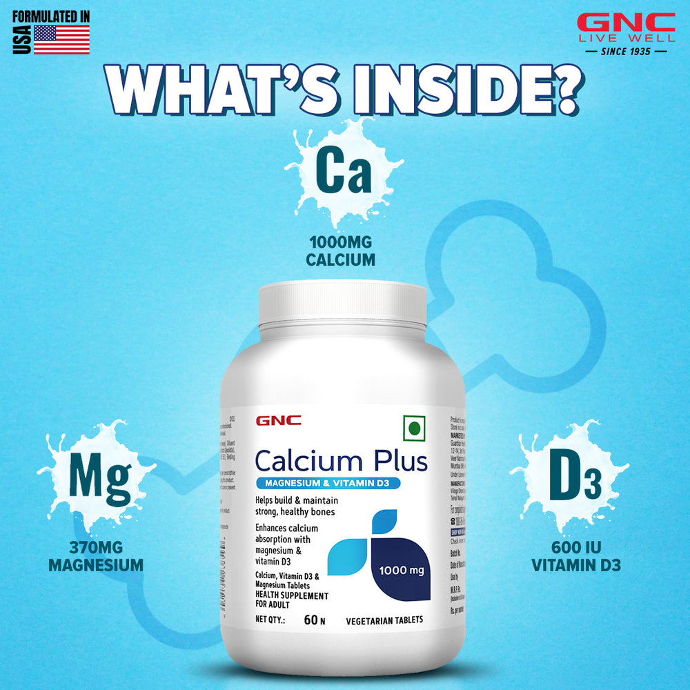 GNC Calcium Plus 1000 mg with Magnesium and Vitamin D3 - 60/180 Tablets