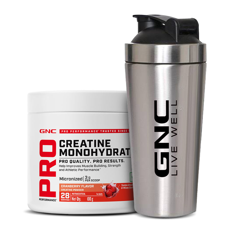 Buy Creatine Monohydrate 250g With Steel Shaker | GNC India