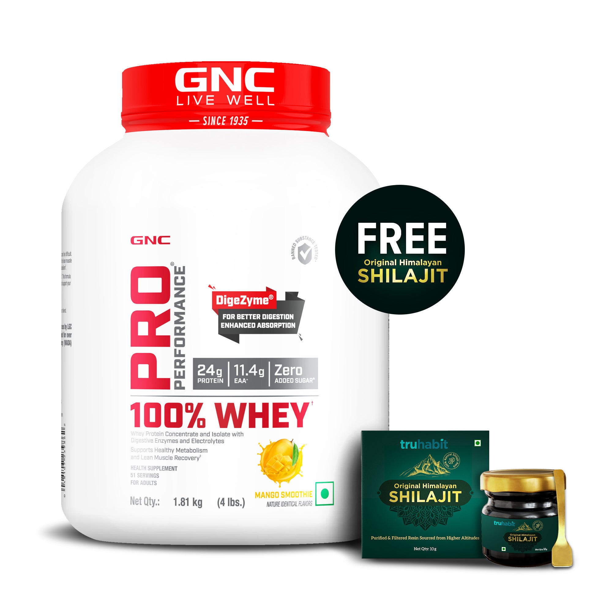 GNC Pro Performance 100% Whey Protein - 4 lbs - Strawberry - GNC India