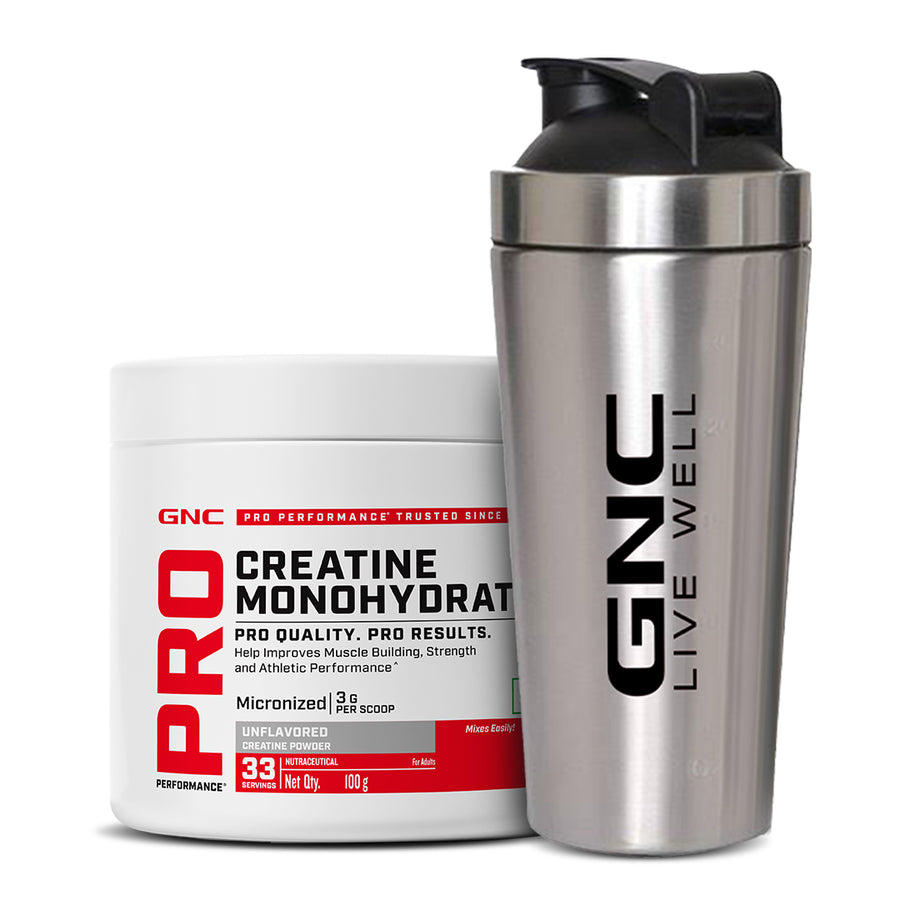 Buy Creatine Monohydrate 250g With Steel Shaker | GNC India
