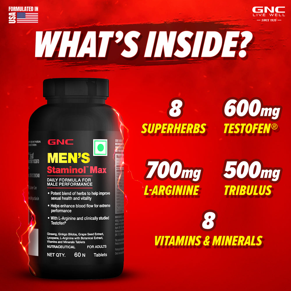 GNC Men's Staminol Max - 60 Tablets - GNC India