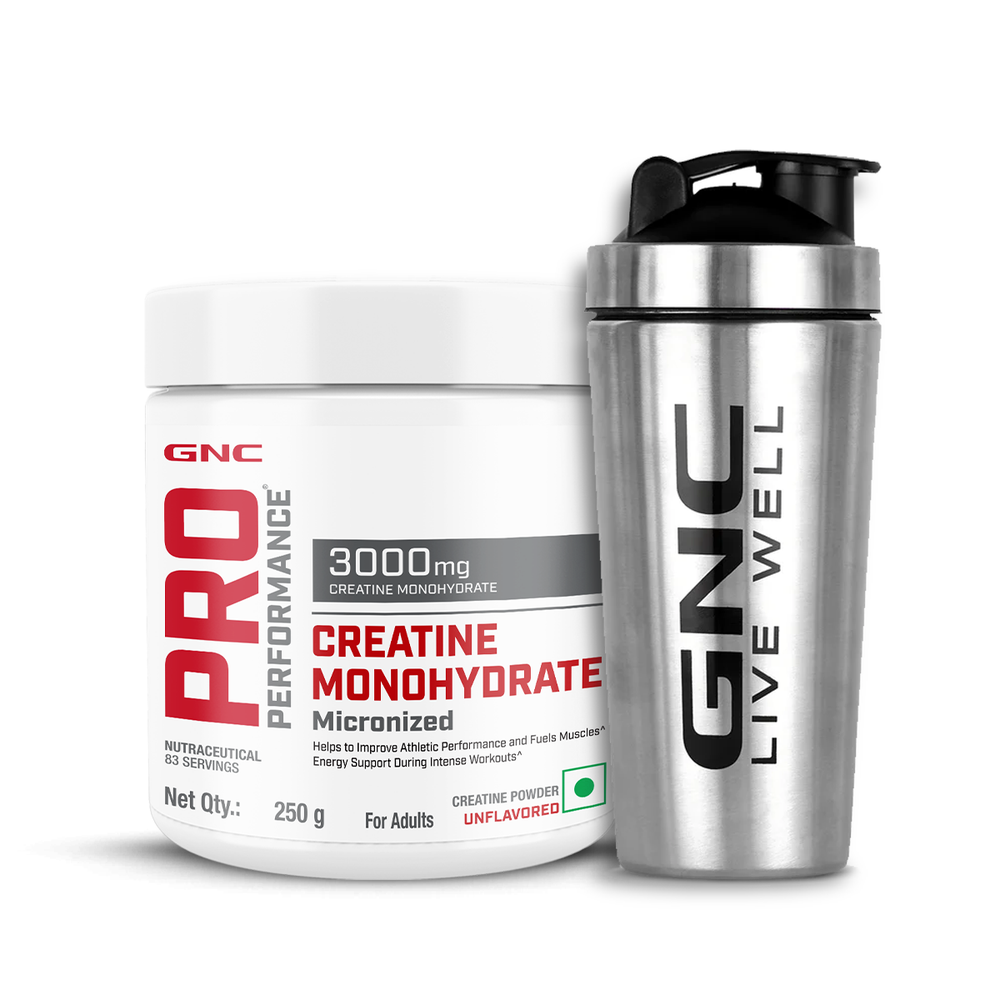GNC Pro Performance Creatine Monohydrate with Shaker - 250 gms - Silver ...