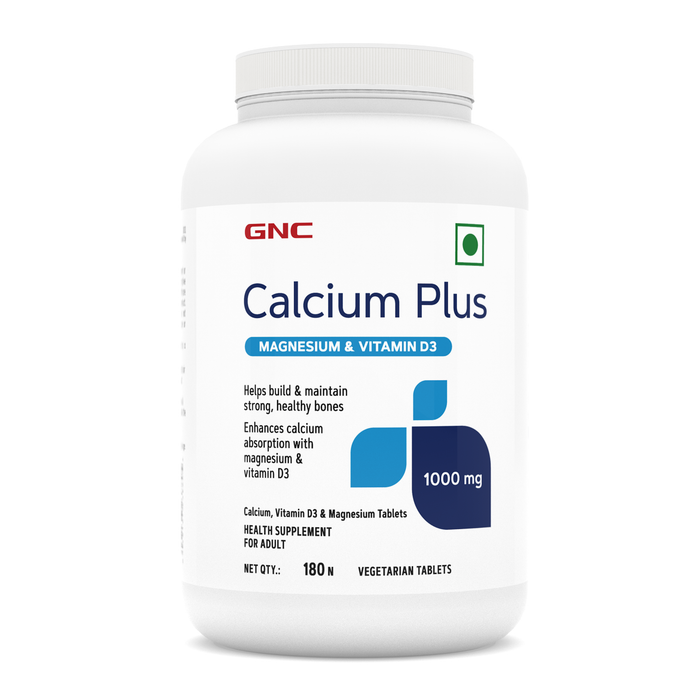 GNC Calcium Plus 1000 mg with Magnesium and Vitamin D3 - 60/180 Tablets